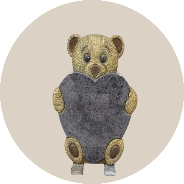 Bahama Blue Granite teddy holding heart Children Headstone | Stone ...