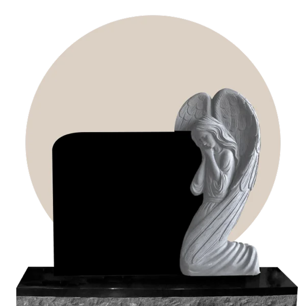 Black Granite Upright Weeping Angel Headstone Supplier UK | Stone Discover