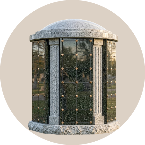 Black Granite Round Multi Niche Columbarium Supplier UK | Stone Discover