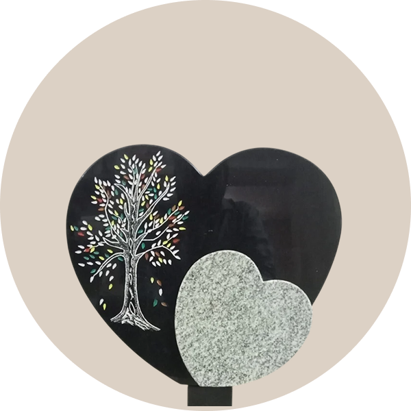 Double Heart Granite Memorial Plaques Supplier UK | Stone Discover UK